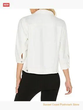 Jackets & Coats | Womens Cropped Denim Jacket 34 Sleeve Lightweight ...